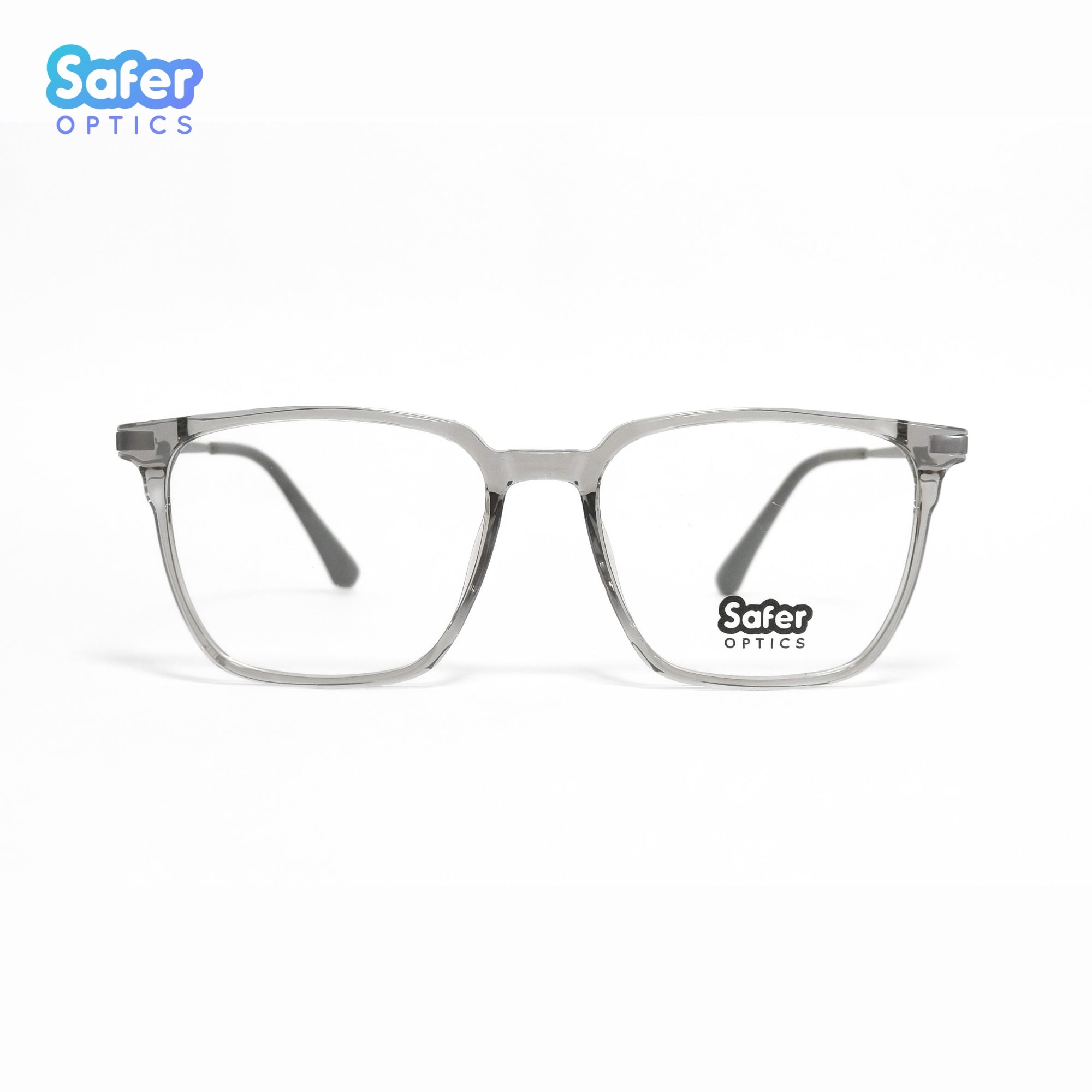 Entrust - Transparent Ice Grey Rectangular Glasses – SaferOptics
